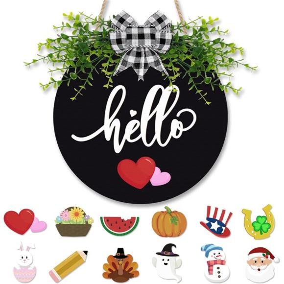 Wall Decor | Interchangeable Welcome Sign For Front Door Wooden ...